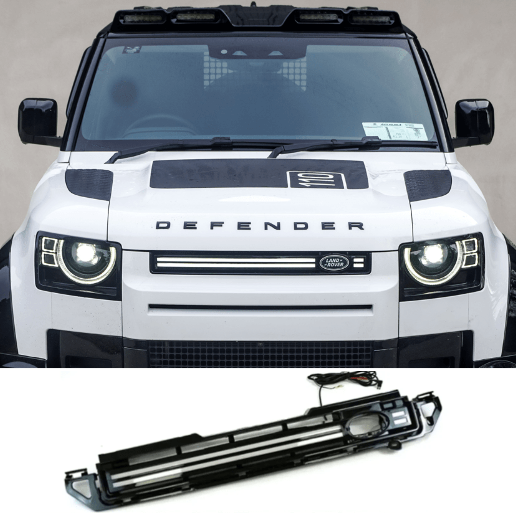 Land Rover Defender L663 2020 On LED Dynamic Front Grill - Gloss Black ...