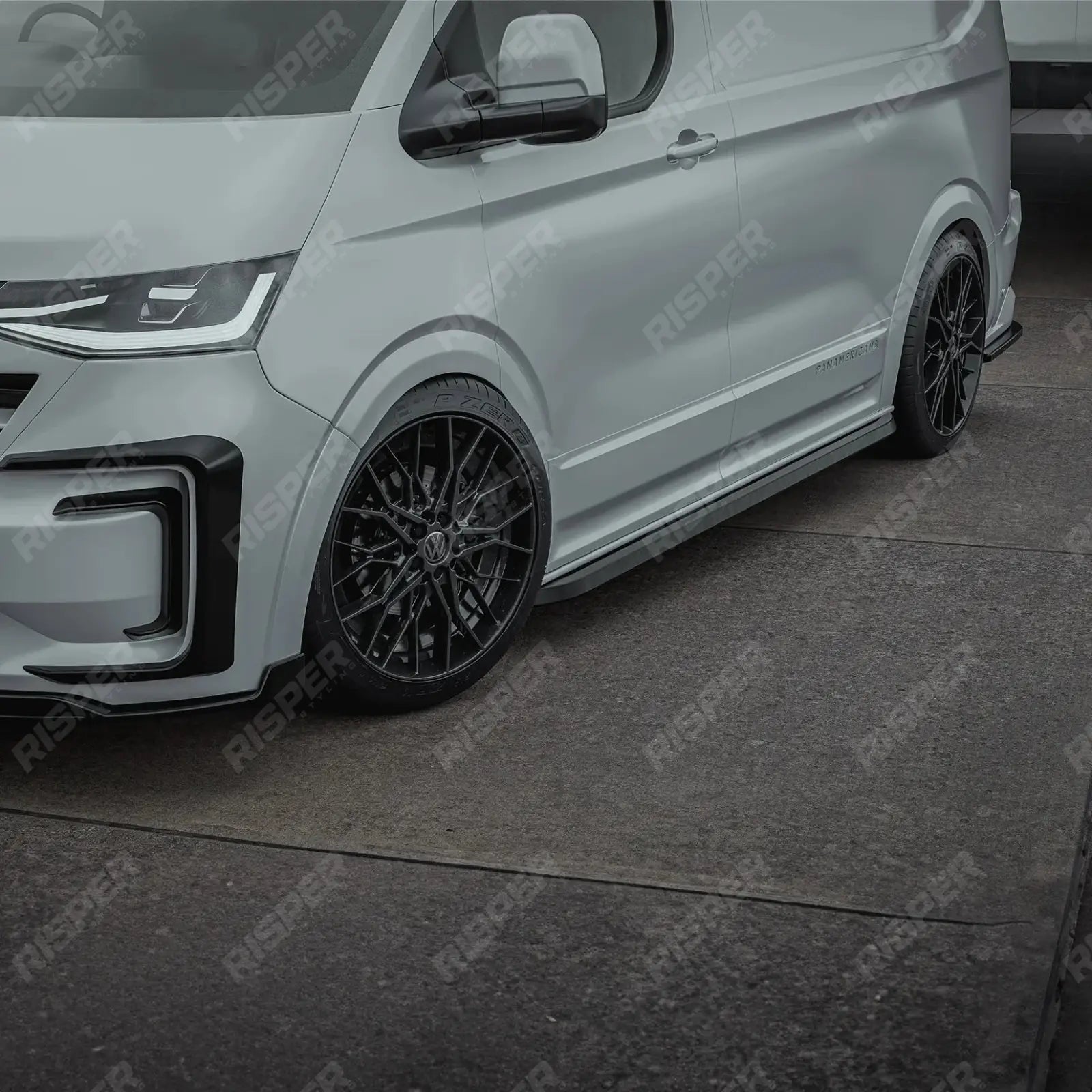 Volkswagen Transporter SWB T7 2025 on Trapezoid Side Bars In Gloss Bla ...